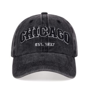 chicago hat for men women 3d embroidery vintage city dad hats baseball cap black