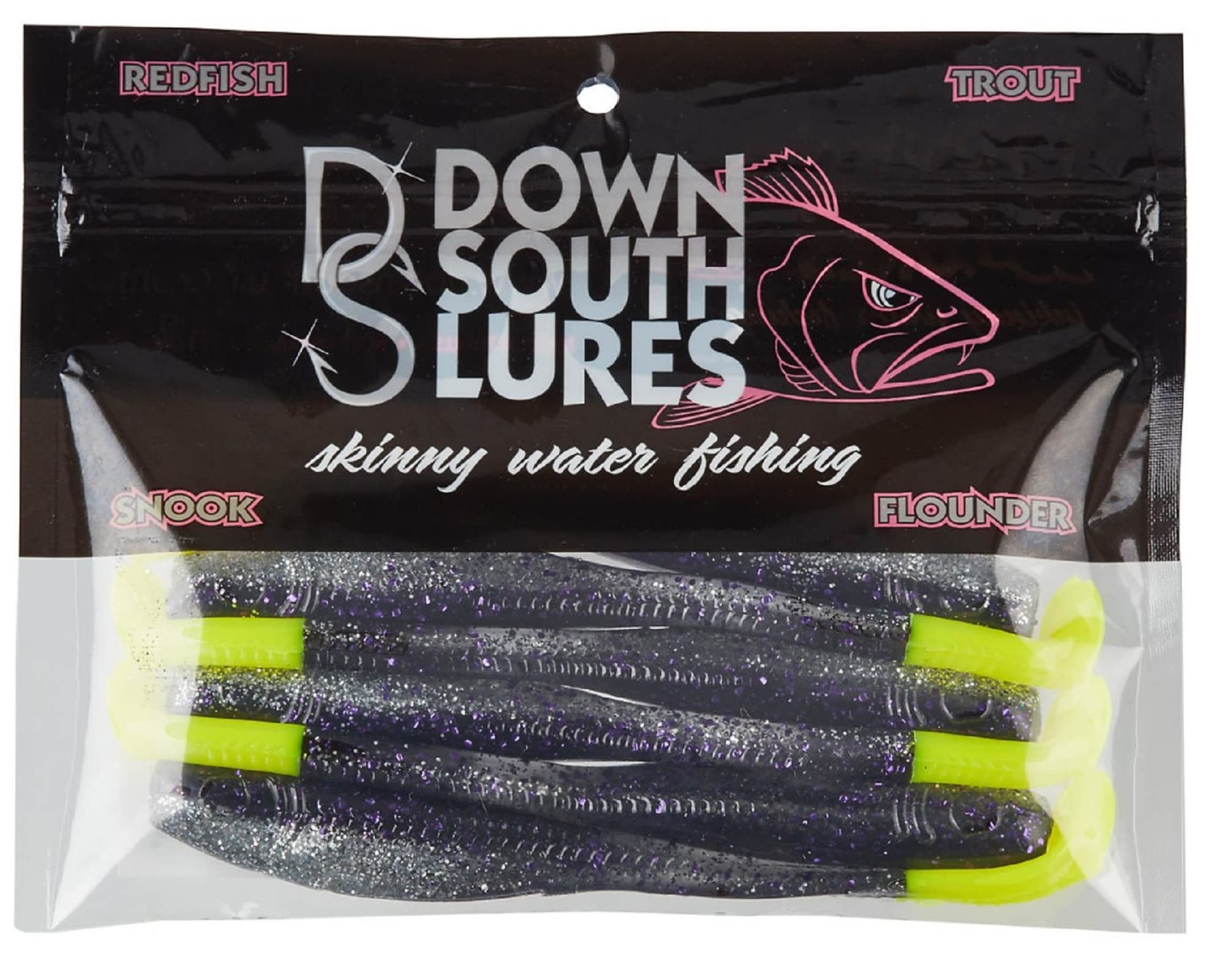 Down South Lures 5" Super Model Paddle Tail Swimbaits - 6-Pack, Purp-a-Traitor (Made in USA)