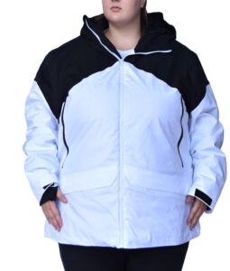 snow country outerwear womens plus size 1x-6x insulated cami snow ski jacket coat (white/black, 4x)