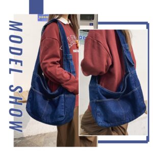 LUI SUI Denim Hobo Bags for Women Retro Jean Shoulder Bag Casual Jean Tote Handbags Vintage Satchel Bags for Teen Girls