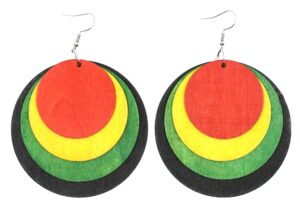 teri's boutique rasta african american round shape assorted colorful wooden fashion jewelry women dangle earrings