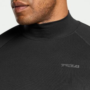 TSLA Men's UPF 50+ Mock Long Sleeve Compression Shirts, Athletic Workout Shirt, Base Layer for Water Sports, Athletic Mockneck Black, Small