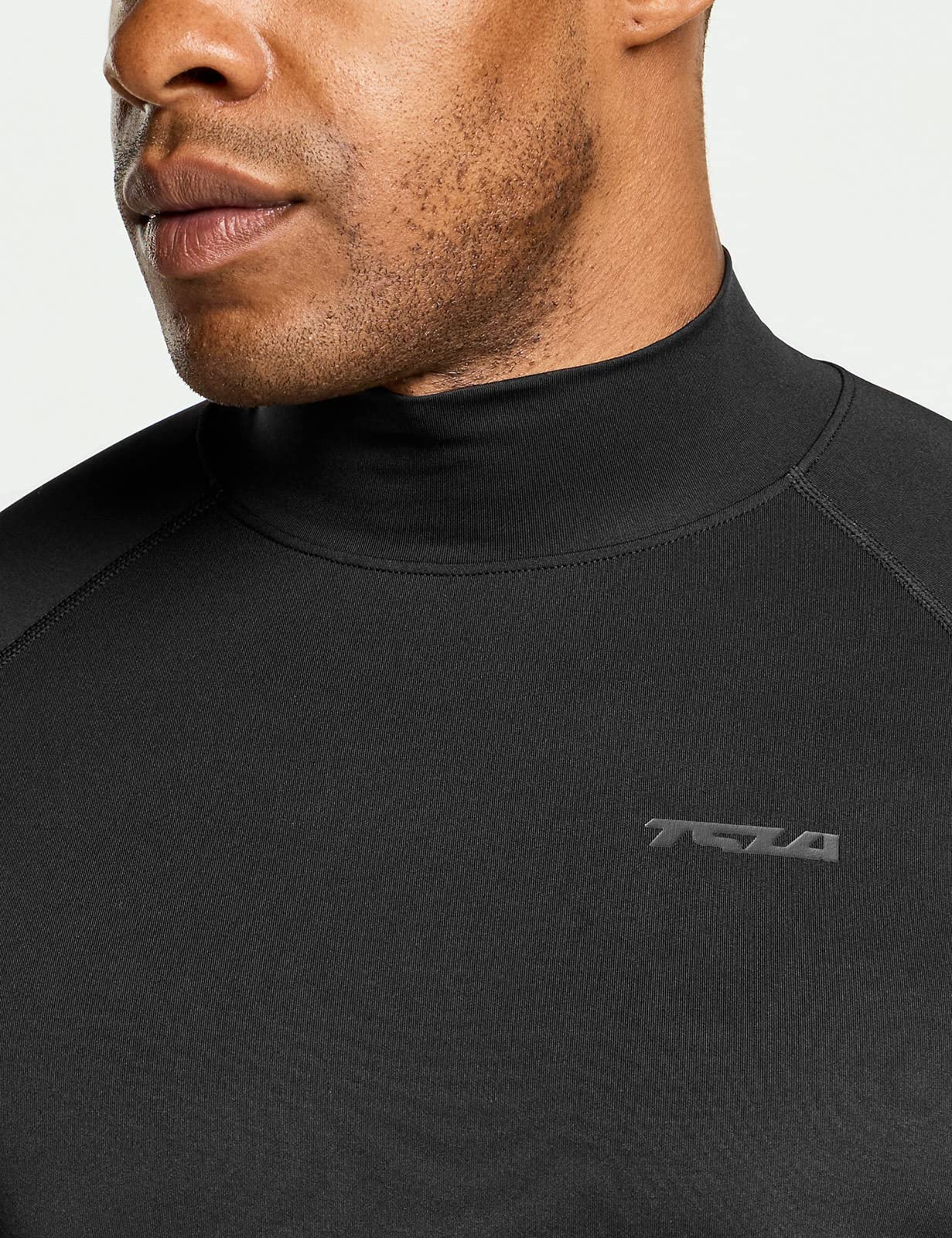 TSLA Men's UPF 50+ Mock Long Sleeve Compression Shirts, Athletic Workout Shirt, Base Layer for Water Sports, Athletic Mockneck Black, Small