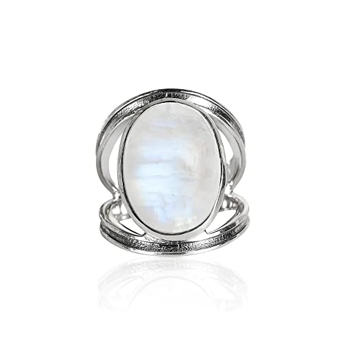 RKGEMS Moonstone 925 Sterling Silver Split Shank Statement Ring Handmade Ring Gift For Mom (8)