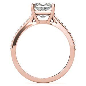 10K Solid Rose Gold Handmade Engagement Rings, 3 CT Princess Cut Moissanite Diamond Solitaire Bridal/Wedding Ring for Women/Her, Minimalist Rings Anniversary Ring For Gifts (8.5)