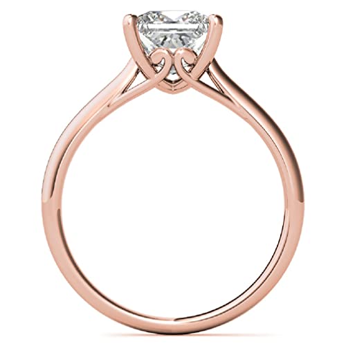 10K Solid Rose Gold Handmade Engagement Ring, 2 CT Princess Cut Moissanite Diamond Solitaire Wedding/Bridal Rings for Women/Her, Minimalist Rings Anniversary Ring For Gifts (4)