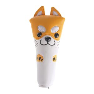 COOLSKY Golf Blade Putter Head Cover Cute Akita Dog Animal Cartoon Pattern Synthetic Leather PU Puppy Dog Headcovers Yellow