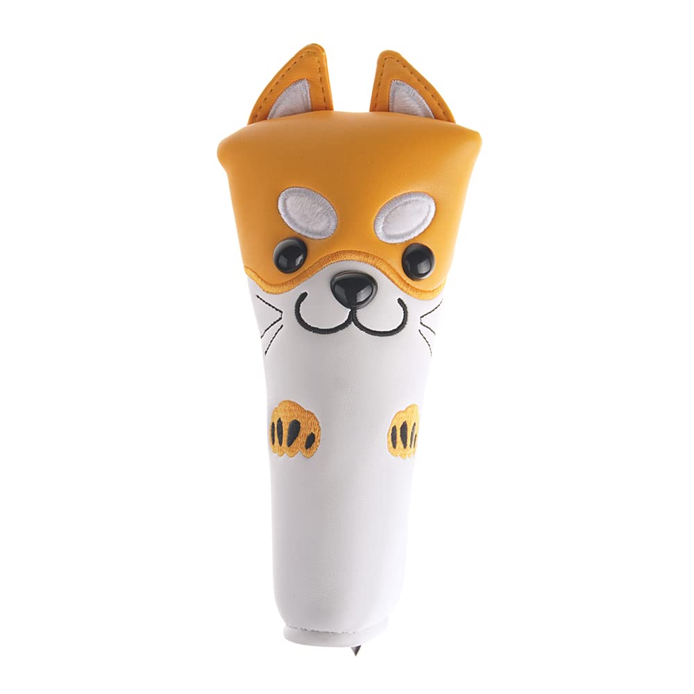 COOLSKY Golf Blade Putter Head Cover Cute Akita Dog Animal Cartoon Pattern Synthetic Leather PU Puppy Dog Headcovers Yellow