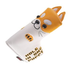 coolsky golf blade putter head cover cute akita dog animal cartoon pattern synthetic leather pu puppy dog headcovers yellow