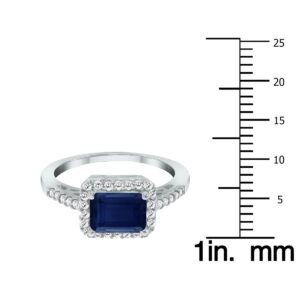 SZUL 2 1/2 Carat TW Emerald Cut Sapphire Diamond Ring in 10K White Gold