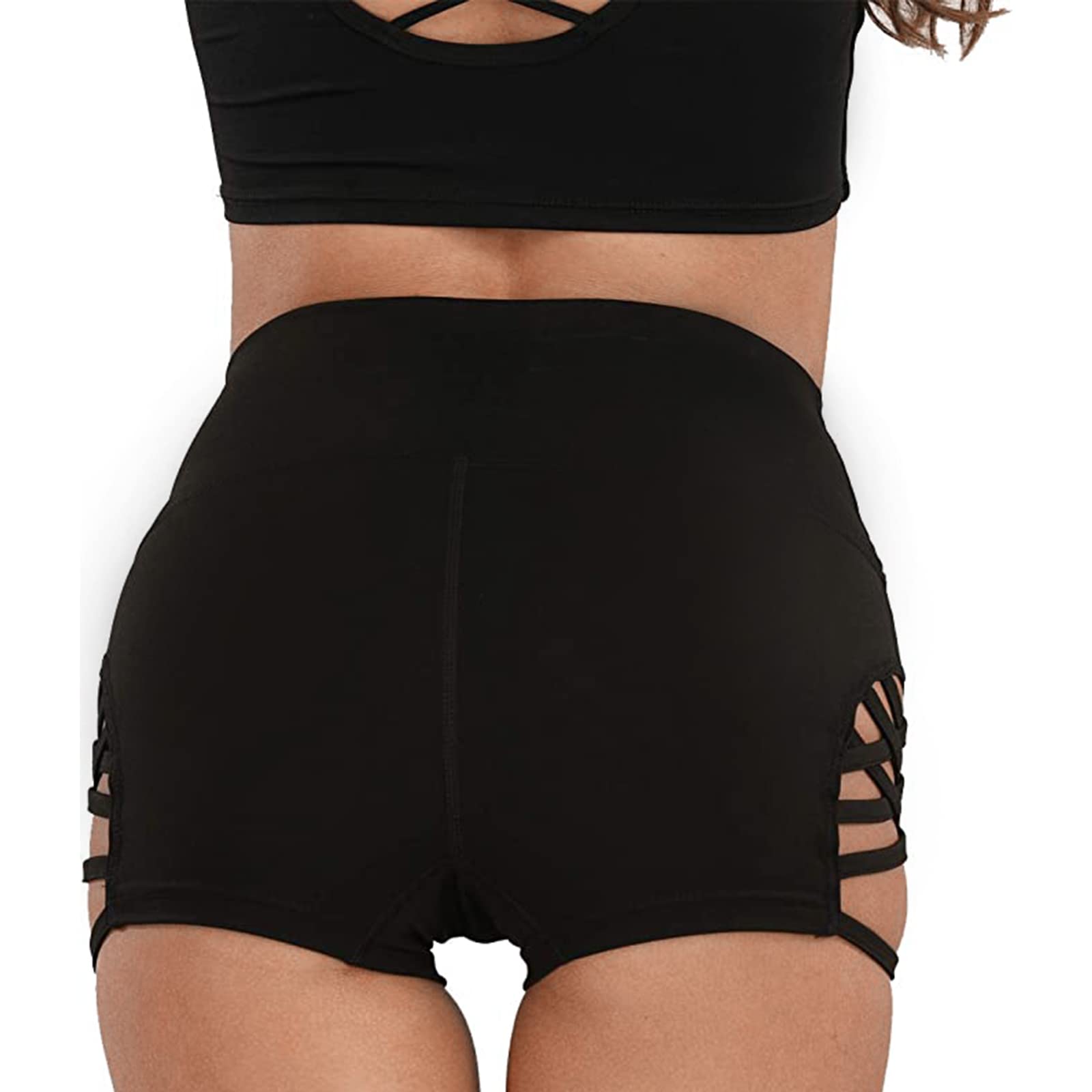 TOCART Women's Butt Lifting Athletic Shorts,High Waisted Booty Shorts,Pole Dancing Clothes,Workout Yoga Outfit Black