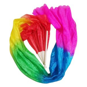 exceart fan dance silk fan silk scarves for hair ornament ribbon silk scarf streamers fan for long dance fan dancing fans flag folding fan veil chinese fan bamboo woman prom