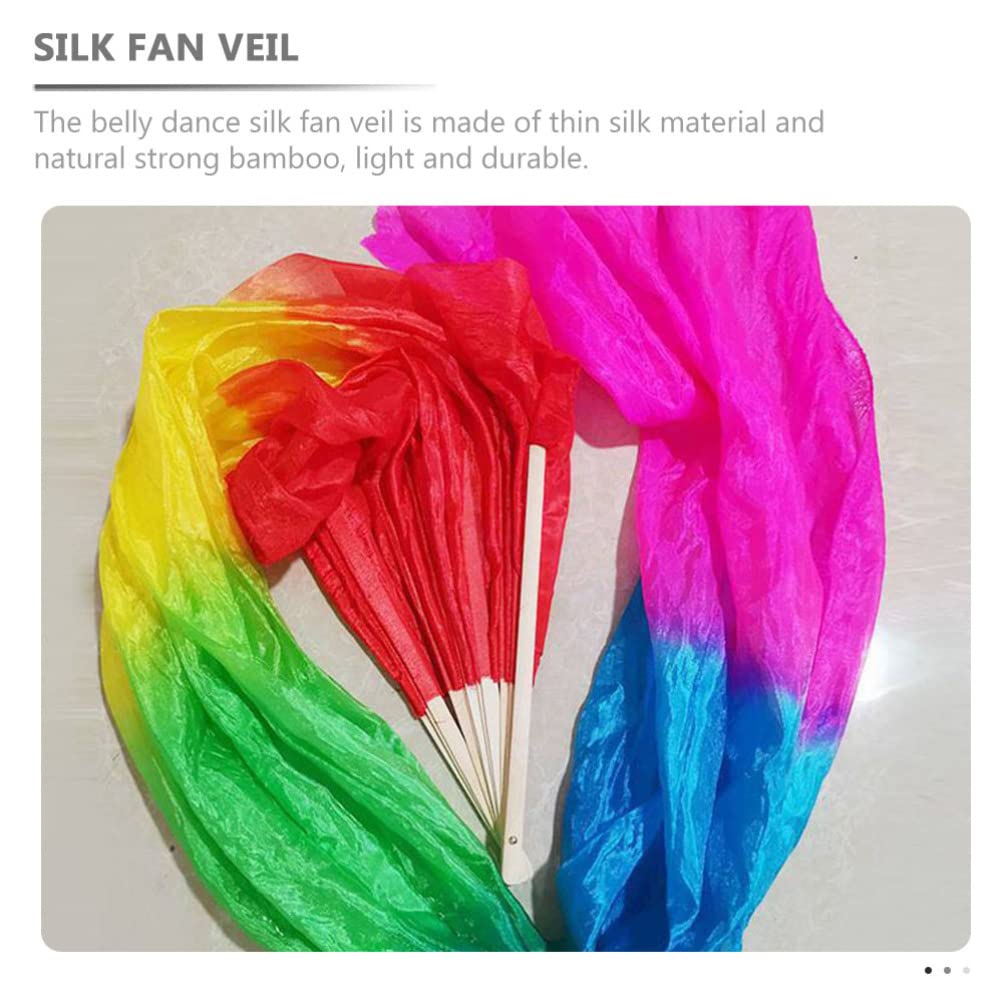 EXCEART Fan Dance Silk Fan Silk Scarves for Hair Ornament Ribbon Silk Scarf Streamers Fan for Long Dance Fan Dancing Fans Flag Folding Fan Veil Chinese Fan Bamboo Woman Prom