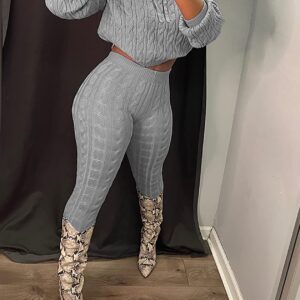 NRTHYE Hooded Sweater Two Piece Set Autumn Winter Women Solid Long Sleeve Crop Top And Pants Rib Knitted Suits Tracksuit