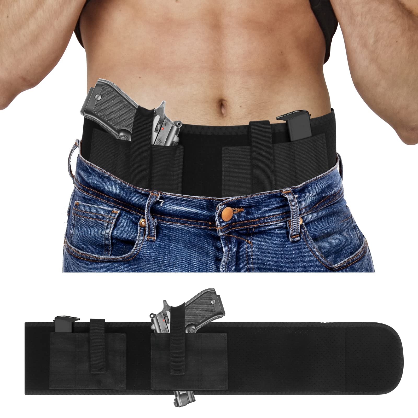 ‎EuroBird Belly Band Holster for Concealed Carry, Gun Holsters for Men and Women, Right & Left Hand Draw, Waistband Holster Fit for Glock, M&P Shield, Sig Sauer, etc