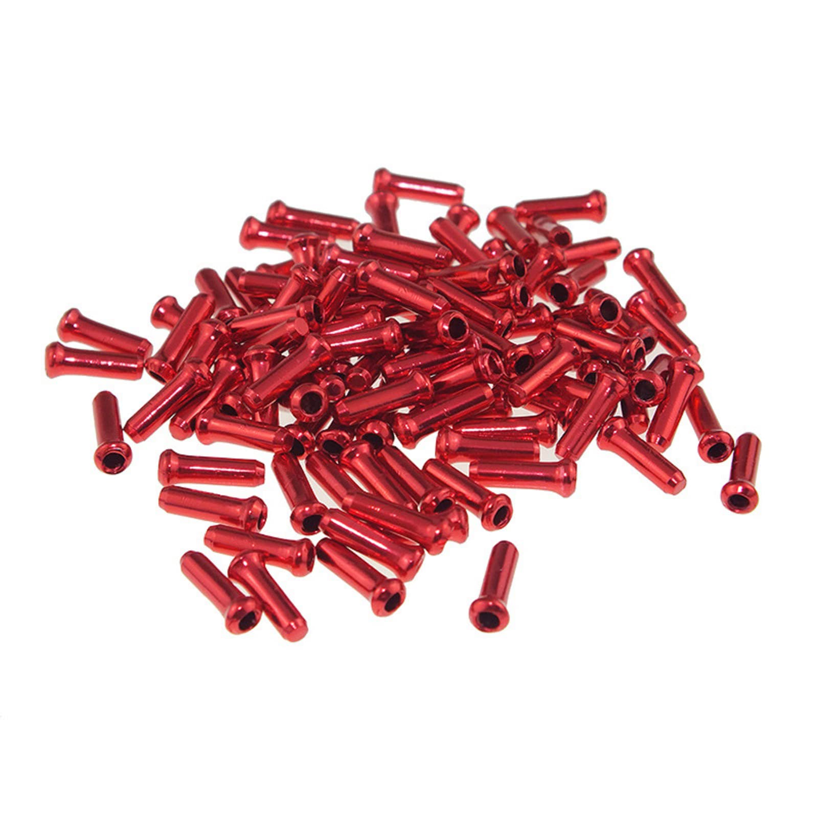 Sanmum 30 Pieces Cable End Crimps Bike Cable End Caps Aluminum Alloy Brake End Tips Shifter for Road Mountain Bikes Mountain Bicycle (Red)