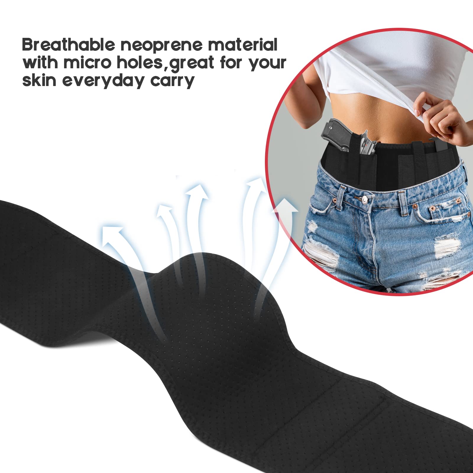 ‎EuroBird Belly Band Holster for Concealed Carry, Gun Holsters for Men and Women, Right & Left Hand Draw, Waistband Holster Fit for Glock, M&P Shield, Sig Sauer, etc