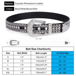 Balteus Women Rhinestone Belt Western Style Cowgirl Cowboy Belt with Studded Diamonds for Jeans Dress Eye-catching