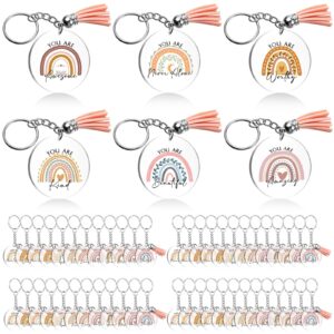 unittype 30/50/100 rainbow keychain inspirational keychain employee appreciation gifts for coworkers thank you key chains(50 pcs)