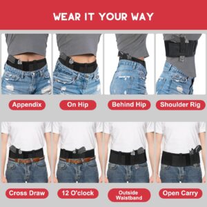 ‎EuroBird Belly Band Holster for Concealed Carry, Gun Holsters for Men and Women, Right & Left Hand Draw, Waistband Holster Fit for Glock, M&P Shield, Sig Sauer, etc