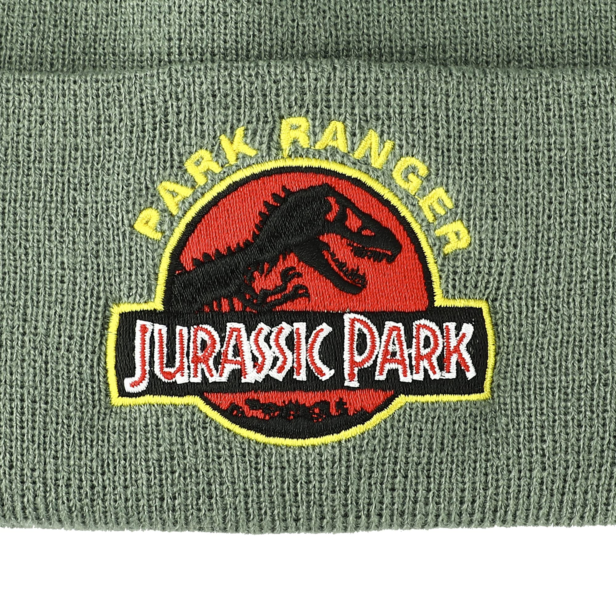 Bioworld Jurassic Park Ranger Embroidered Logo Green Cuffed Knitted Beanie hat