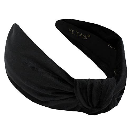 YETASI Velvet Black Headbands Women, Headbands Girls Headbands Trendy, Womens Headbands are Knotted Headbands for Women's Hair, Cute Headbands for Women, Top Knot Fashion Designer Headband