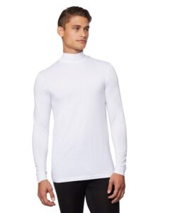 32 degrees men's lightweight baselayer mock top | long sleeve | form fitting | 4-way stretch | thermal, white, x-large