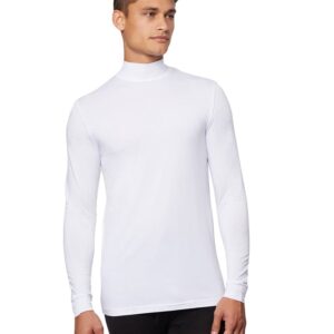 32 Degrees Men's Lightweight Baselayer Mock Top | Long Sleeve | Form Fitting | 4-Way Stretch | Thermal, White, X-Large