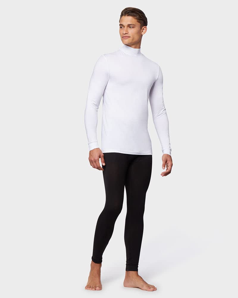 32 Degrees Men's Lightweight Baselayer Mock Top | Long Sleeve | Form Fitting | 4-Way Stretch | Thermal, White, X-Large