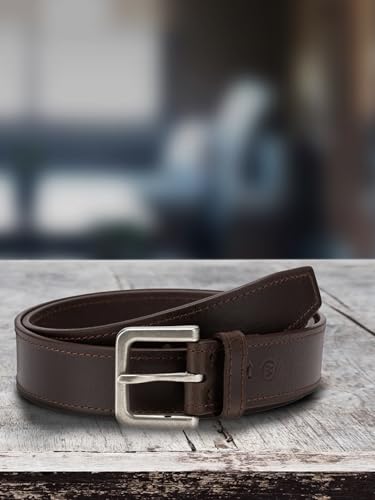 Wrangler Men’s Leather Country Casual Every Day Dress Belt for Jeans, Khakis Brown 36