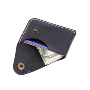 handmade minimalist genuine leather card case wallet small card holder in front pocket