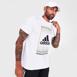 adidas Mens Badge of Sport Box Fade T-Shirt, White, Medium