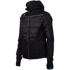 Arena Unisex Team Hooded F/Z Half-quilted Jacket, Black, X-Small