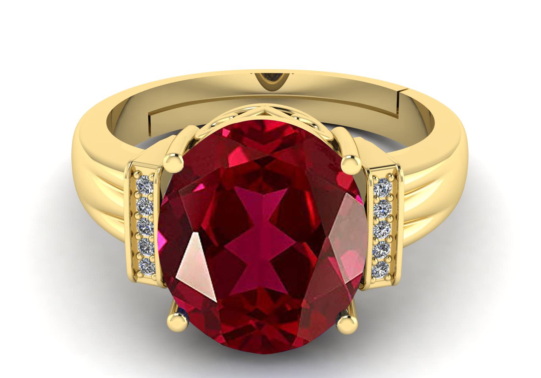 LMDPRAJAPATIS 7.25 Carat Red Ruby Birthstone Gold Plated Adjustable Ring For Men And Women