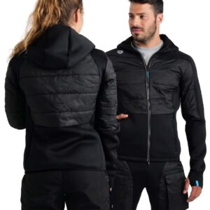 Arena Unisex Team Hooded F/Z Half-quilted Jacket, Black, X-Small