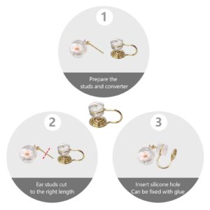 TAOARA 16 PCS Clip on Earrings Converter 5 Types Earring Converters Pierced to Clip with 16 Pieces Comfort Earring Pads Golden Hook Earring Converter for Women Men Non-Pierced Ears