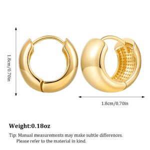 Gold Chunky Huggie Hoop Earring for Women 14K Gold Plated Chunky Hoops Thick Small Gold Huggie Earrings Lightweight Jewelry