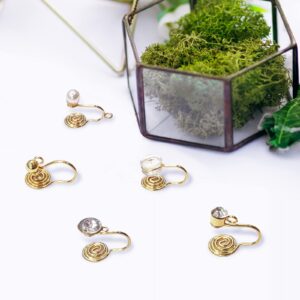 TAOARA 16 PCS Clip on Earrings Converter 5 Types Earring Converters Pierced to Clip with 16 Pieces Comfort Earring Pads Golden Hook Earring Converter for Women Men Non-Pierced Ears