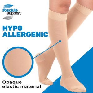 ABSOLUTE SUPPORT Womens Opaque Compression Stockings 20-30 mmHg Knee Hi for Airplain, Work, Running, Hiking, Sports, Workout, Nurse, Travel, Flight, Cooking Beige, X-Large