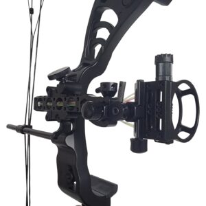 SAS Essence 019" Bow Sight with Micro Adjust Detachable Bracket with LED Sight Light for Archery Compound Bows Hunting Shooting (Black, 5-Pin)