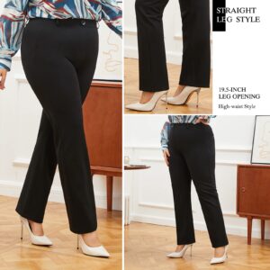 Plus Size Women's Straight-Leg Dress Pants - Slacks for Business Casual,Work Clothes for Office 4XL