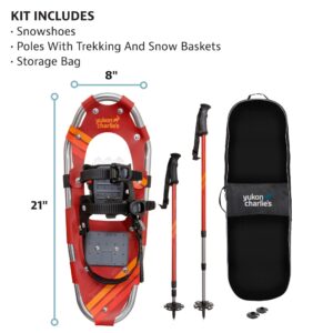 Yukon Charlie’s Champion Snowshoe Kit - Includes Trekking Poles and Carry Case - 8" X 21"