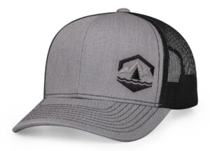 44n, snapback trucker hat, outdoors (heather grey/black)