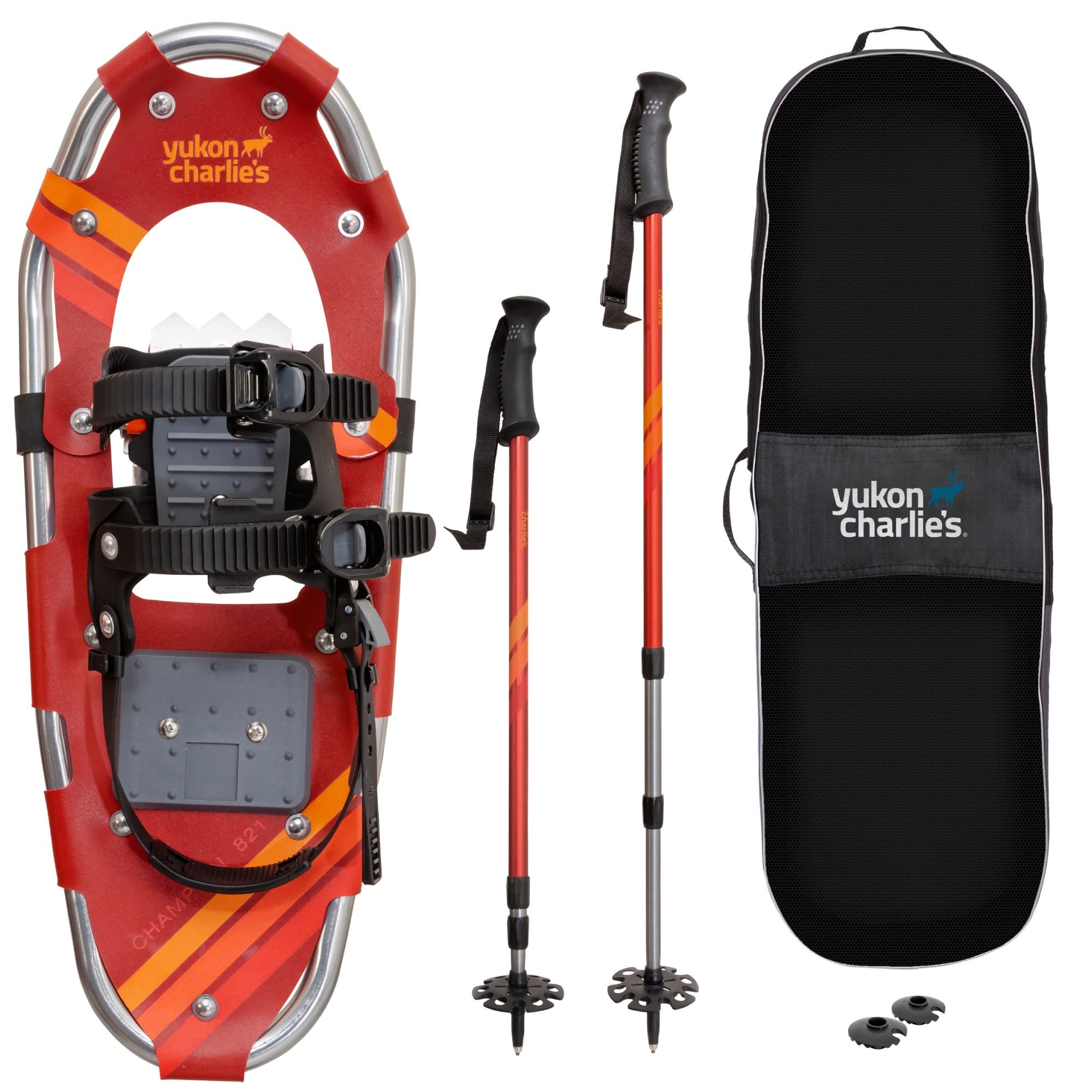 Yukon Charlie’s Champion Snowshoe Kit - Includes Trekking Poles and Carry Case - 8" X 21"