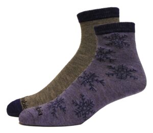 columbia women's snowfall light weight anklet socks 2 pair, serenity/char, one size