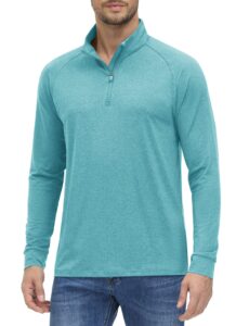 magcomsen men's half zip pullover long sleeve tee shirts upf 50+ quick dry performance golf tennis t-shirt men light green,s