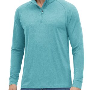 MAGCOMSEN Men's Half Zip Pullover Long Sleeve Tee Shirts UPF 50+ Quick Dry Performance Golf Tennis T-Shirt Men Light Green,S