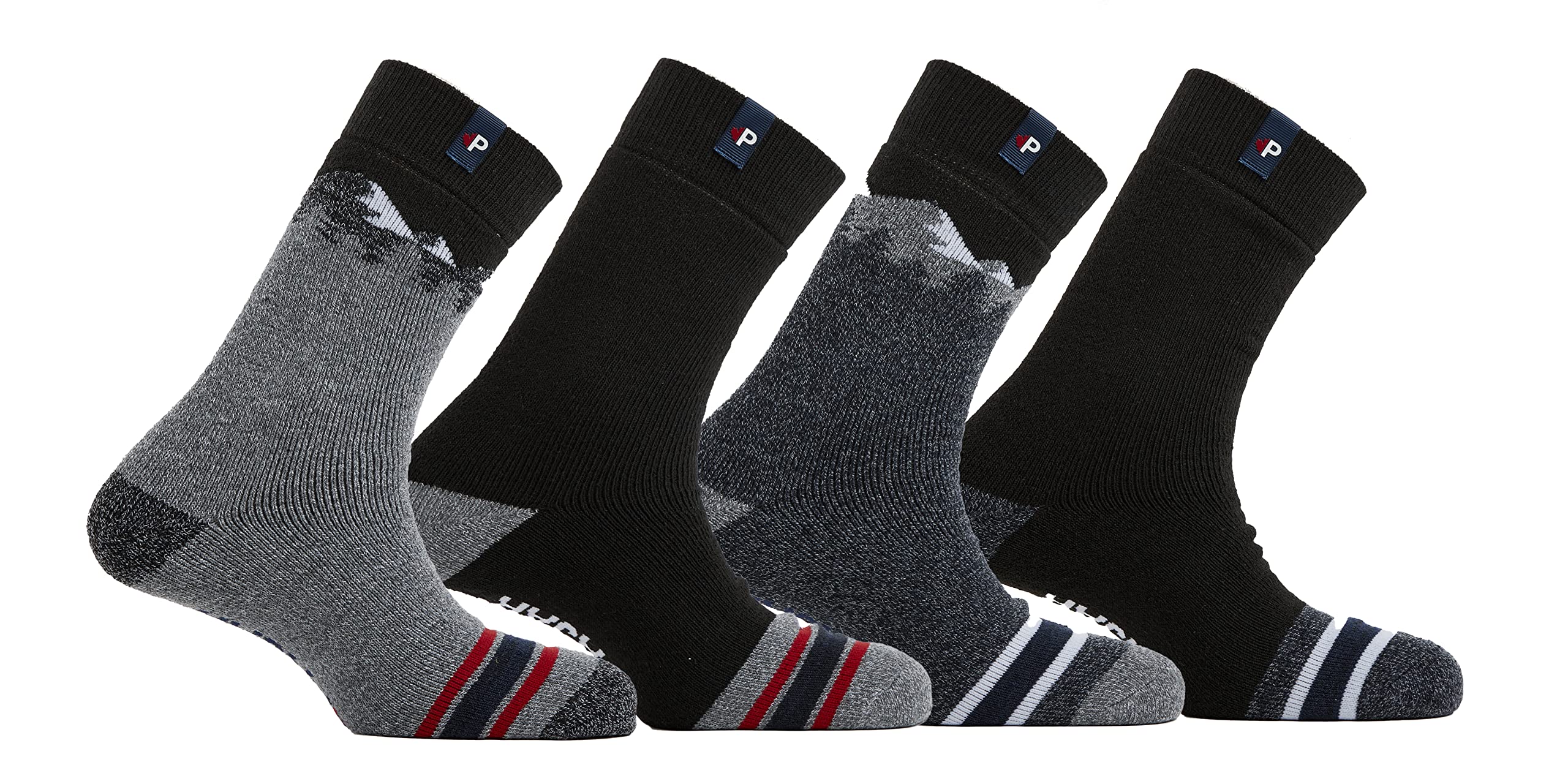 PAJAR Men's Full Cushion Crew Thermal Socks, Moutain (4 Pair), One Size (7-12)