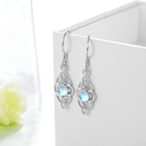 Celtic Moonstone Leverback Earrings Jewelry 925 Sterling Silver Celtic Knot Earrings Moonstone Drop Dangle Earrings Jewelry Gifts for Women Mother