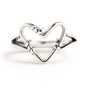 story jewellery silver plated heart wire promise rings for women, inspirational dainty heart wire jewelry gifts for her, birthday christmas valentines gifts for women (sterling silver 12)